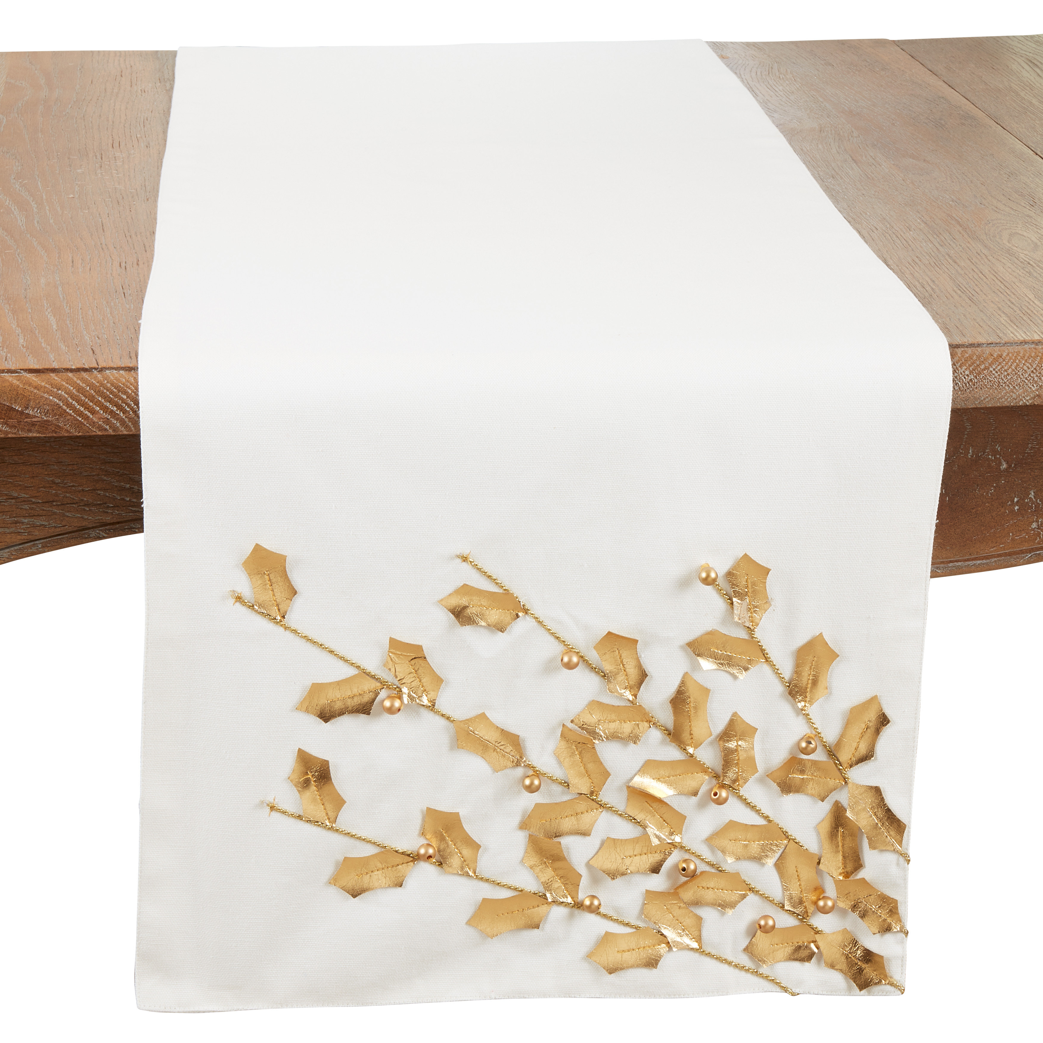 Saro Holiday Cheer Poinsettia Branch Table Runner | Wayfair