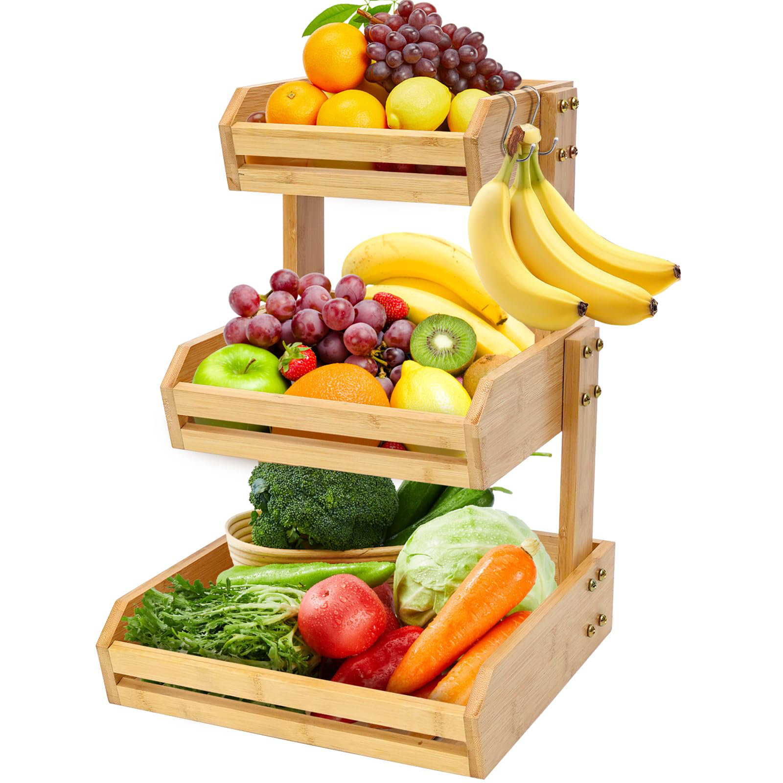 Ophelia & Co. Bamboo Three-Tier Fruit Basket Rack For Kitchen ...
