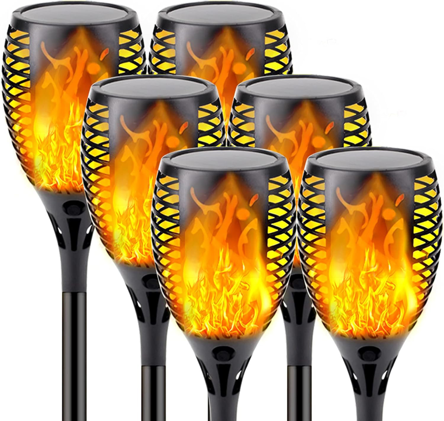 ATC CABINETS Upgraded Larger Solar Lights Outdoor, 6 Pack Flickering ...