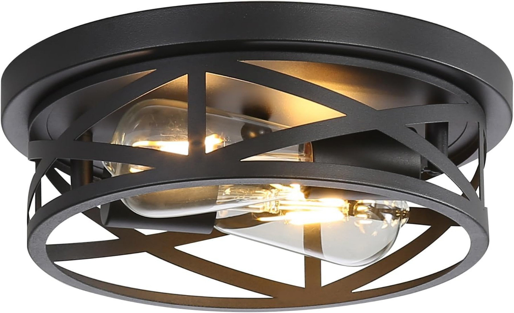 17 Stories Black Flush Mount Ceiling Light 2-Pack, Industrial Metal ...