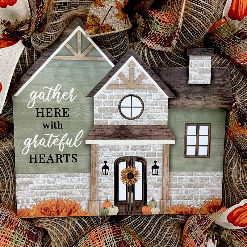 The Holiday Aisle® Thanksgiving Wreath Gather Here With Grateful Hearts ...