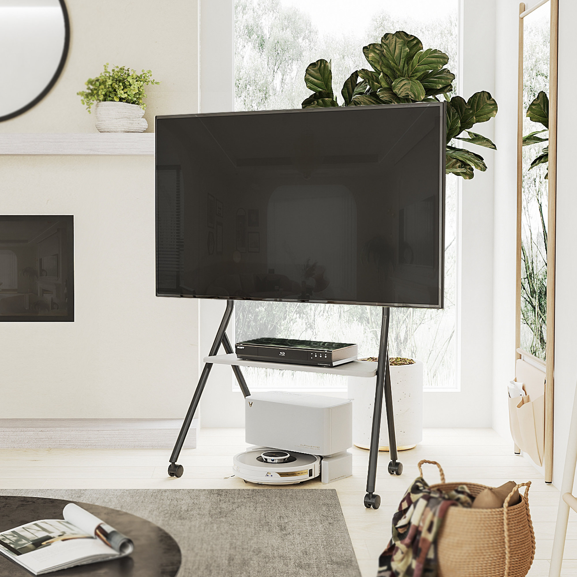 Symple Stuff Castaldo Mobile TV Stand for 55-78 inch TV & Reviews | Wayfair