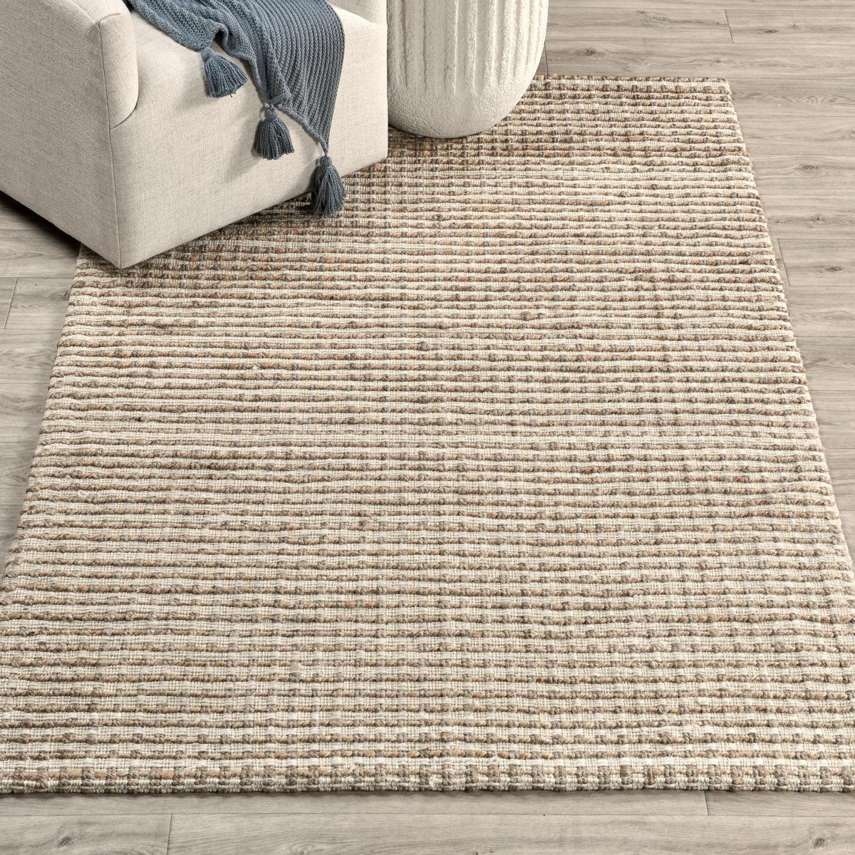 Villa by Classic Home Huntington 5'x8' Handwoven Jute Sustainable Ivory ...