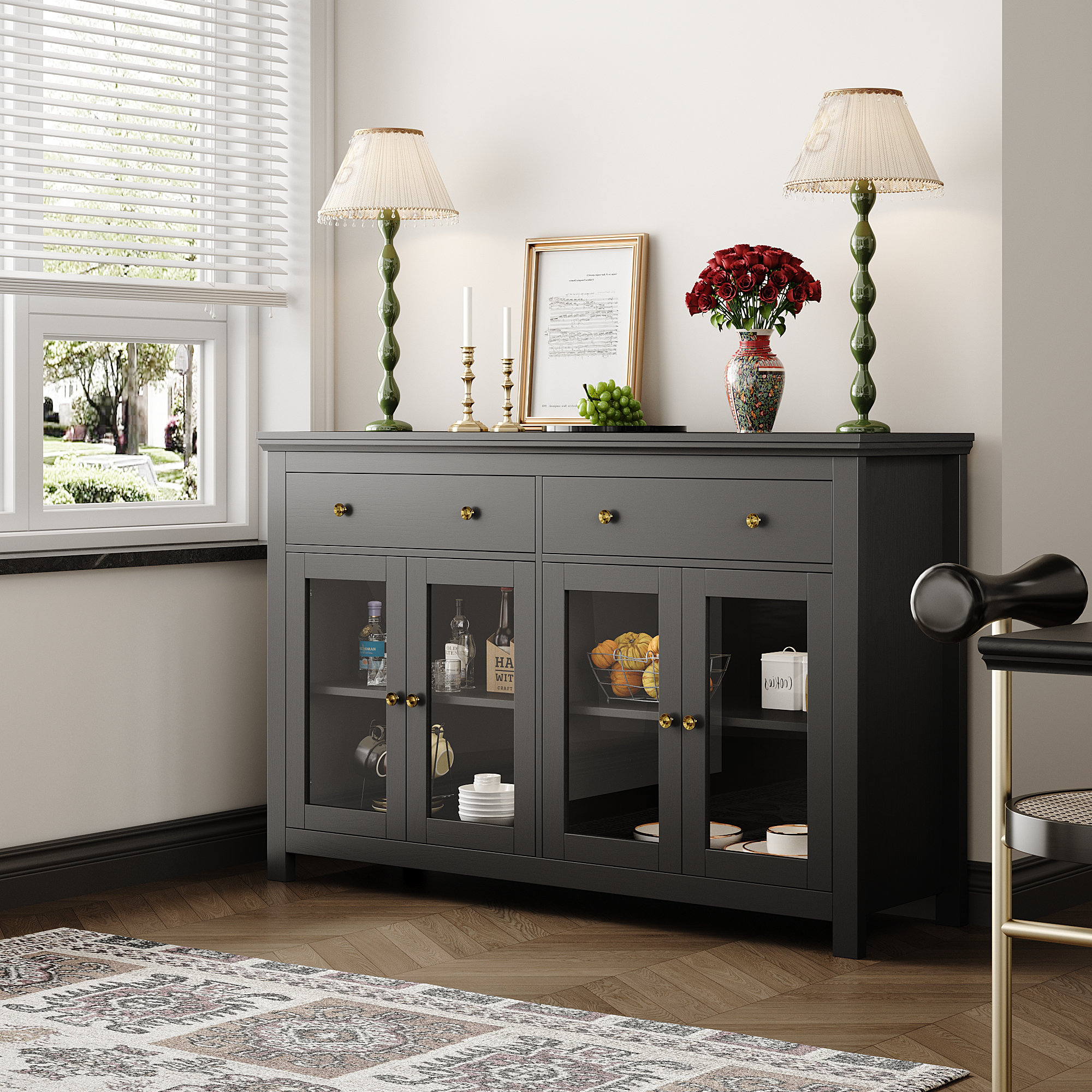 Charlton Home Dasir 55.1" Sideboard with 2 Drawers & 2 Cabinet ...