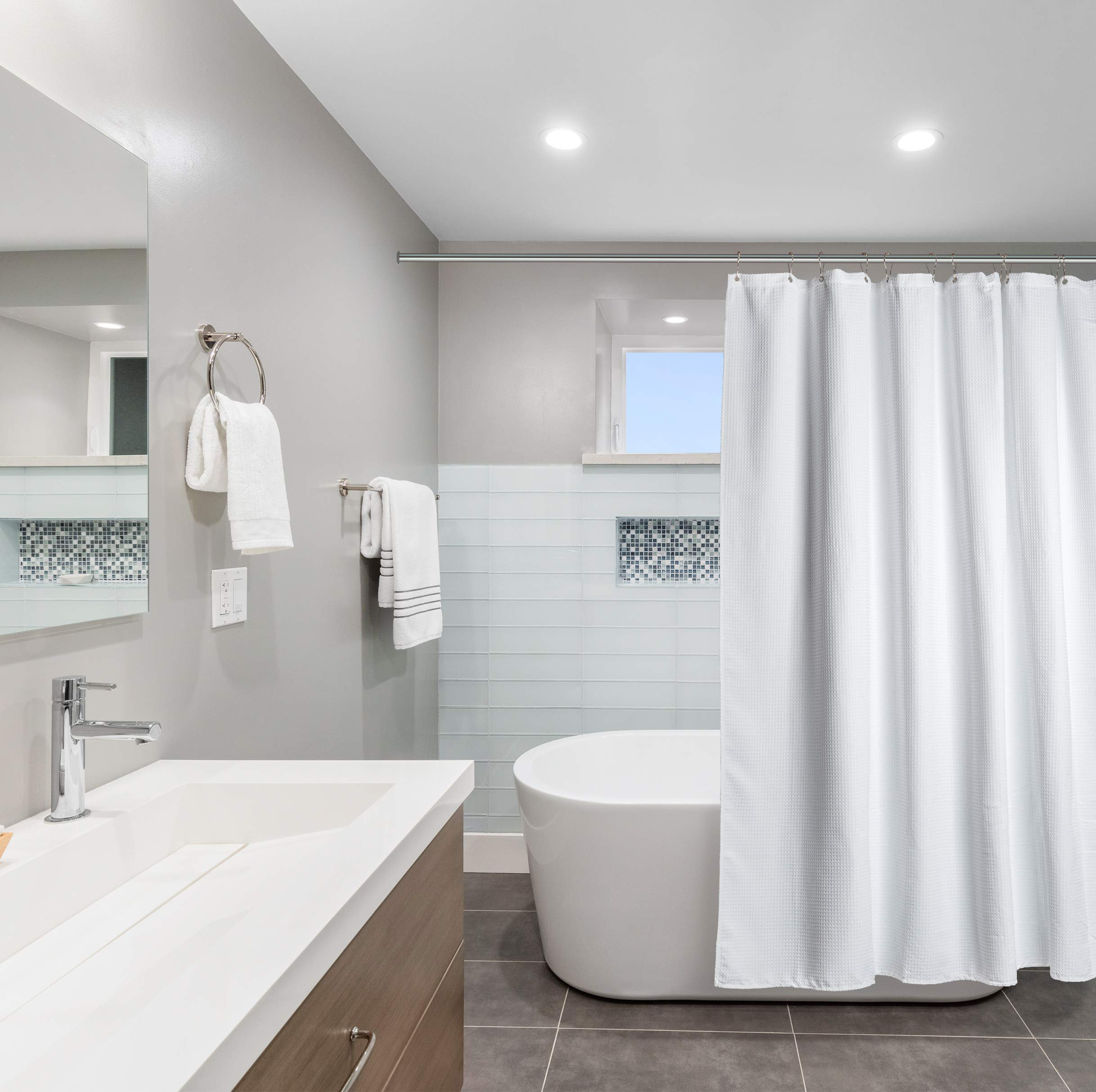 Hokku Designs Matt Waffle Weave Square Design Shower Curtain | Wayfair