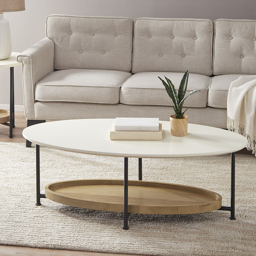 Union Rustic Oval Coffee Table With Black Metal Legs - Wayfair Canada