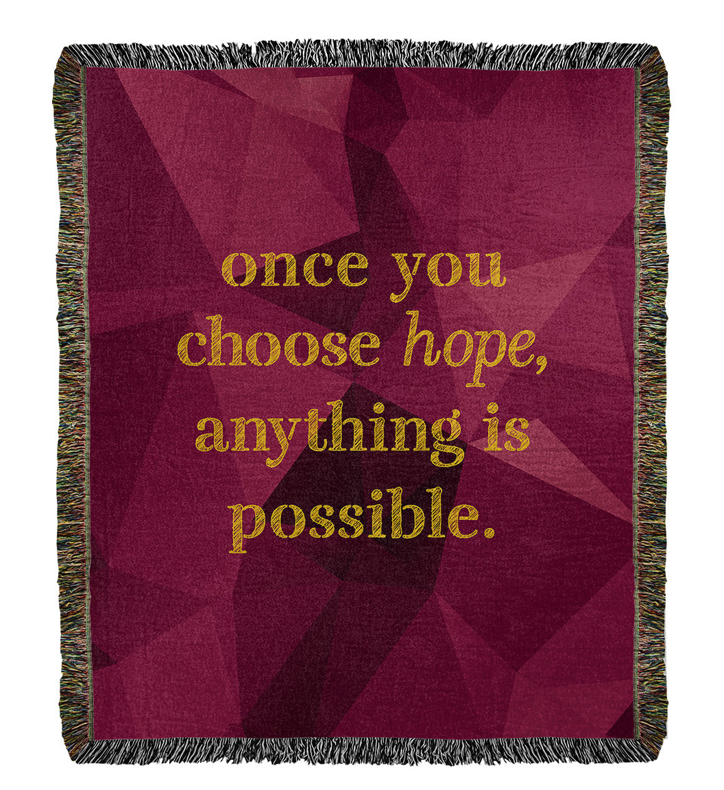 ArtVerse Faux Gemstone Choose Hope Quote Cotton Woven Blanket | Wayfair