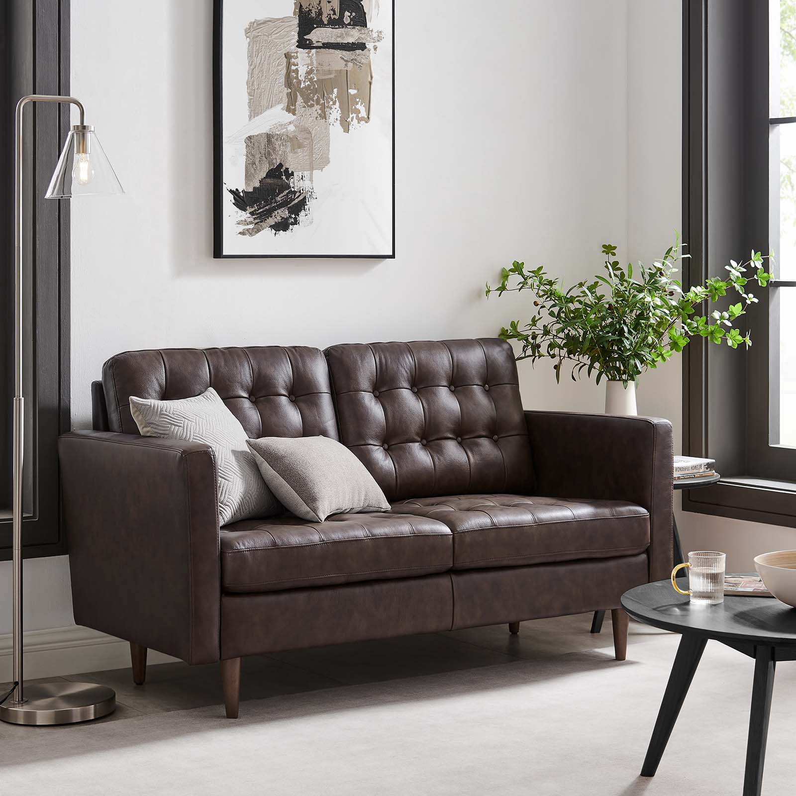Modway Exalt Tufted Leather Loveseat & Reviews | Wayfair