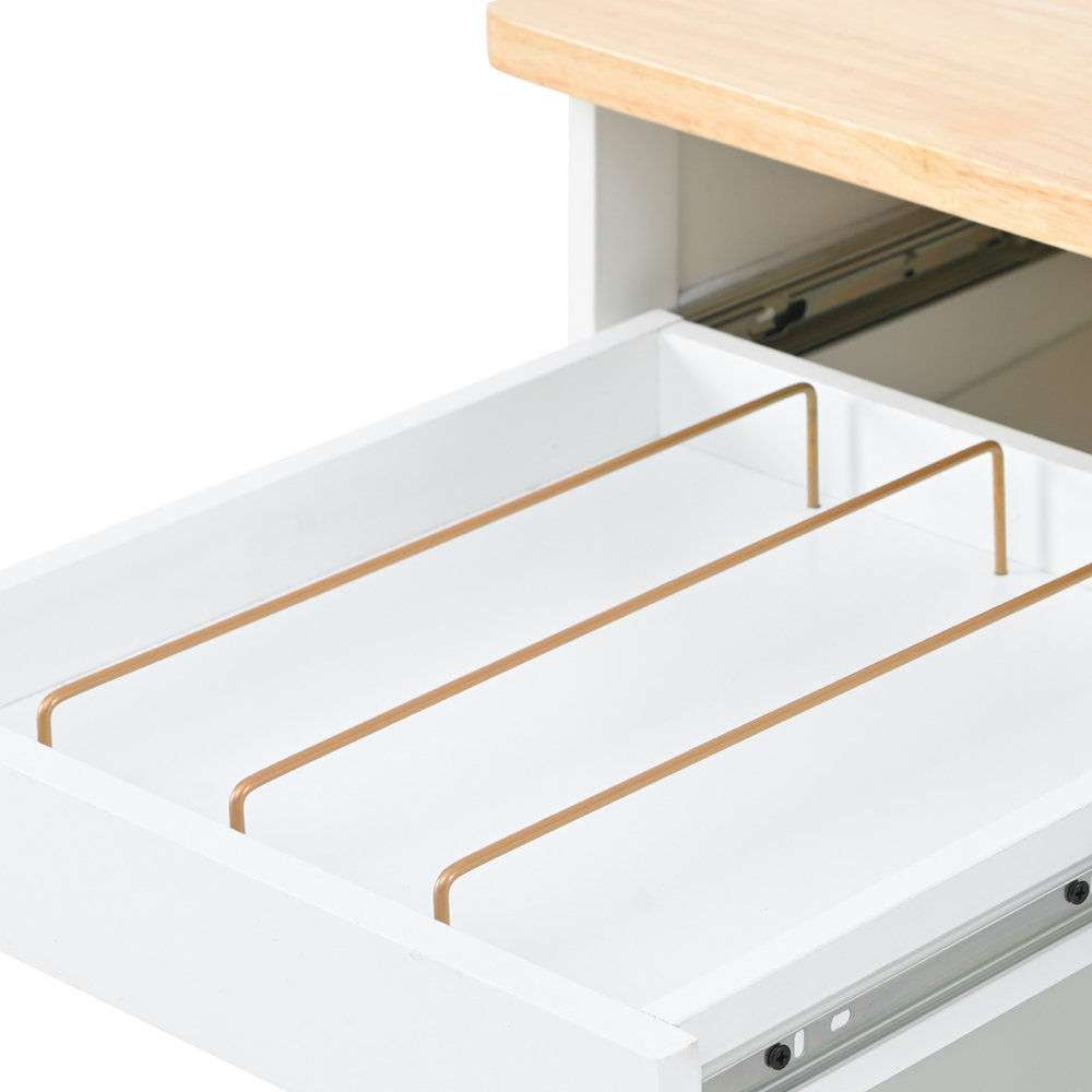 Red Barrel Studio® Klayre Rolling Kitchen Cart with Solid Wood Top ...