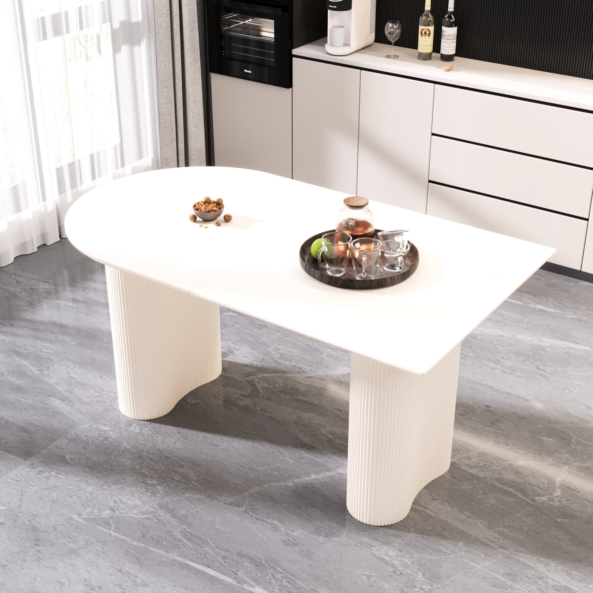 Latitude Run® Modern Cream Dining Table For 4 8 Guests' Gatherings At ...
