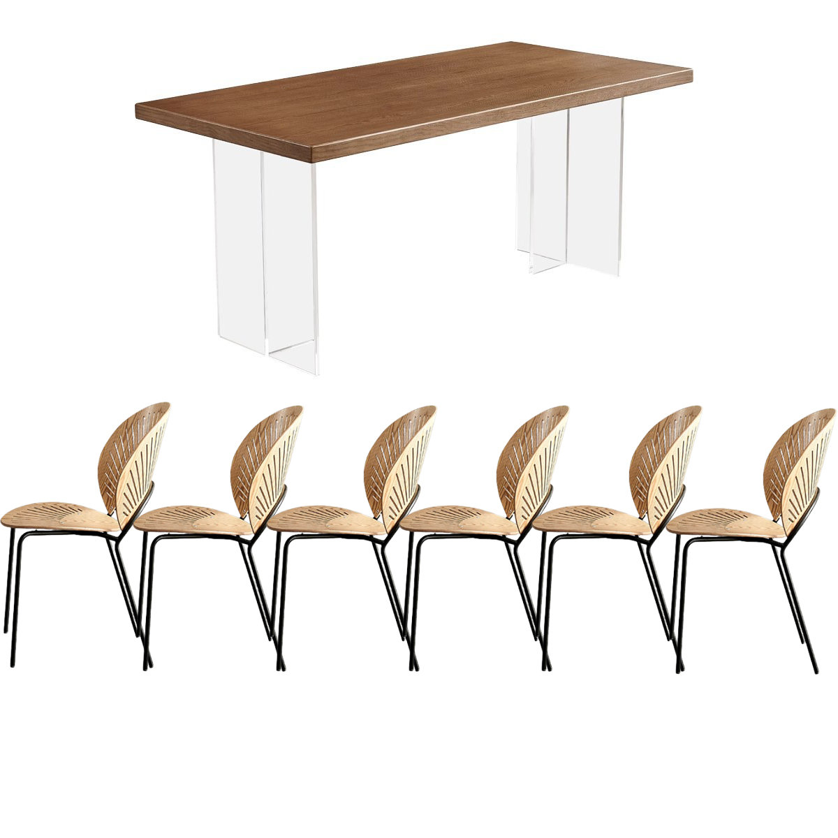 ASS Comfort Zone Floating Ash Dining Table Rectangular Dining Set | Wayfair