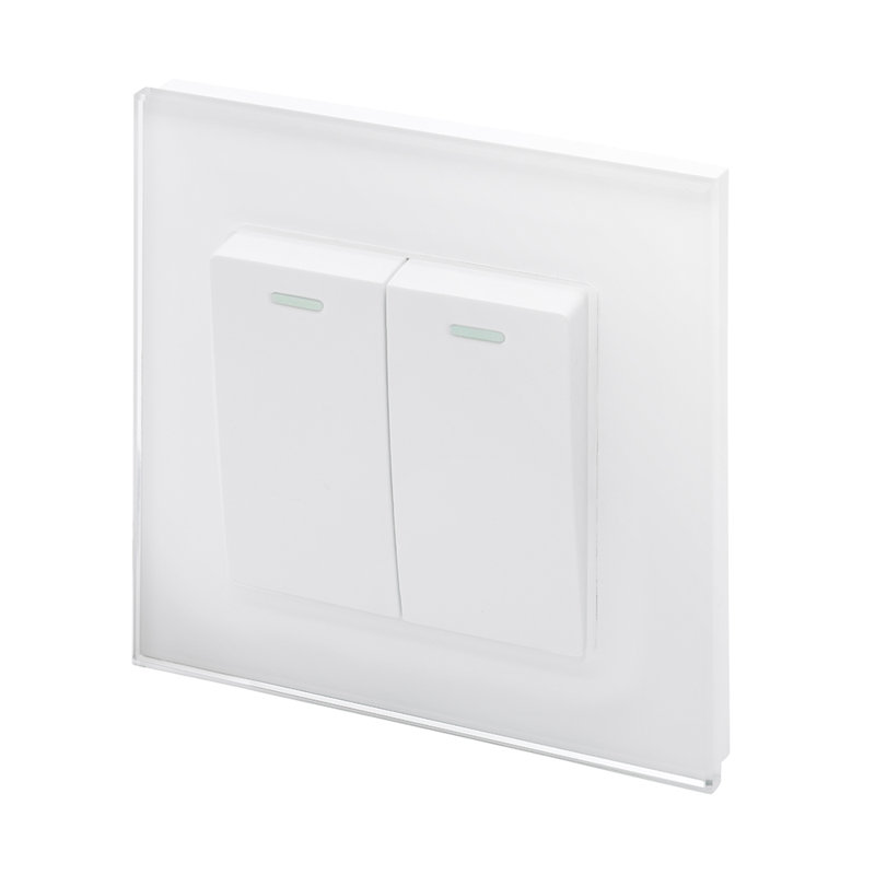 Retrotouch Crystal PG 2 Gang Rocker Light Switch White | Wayfair.co.uk