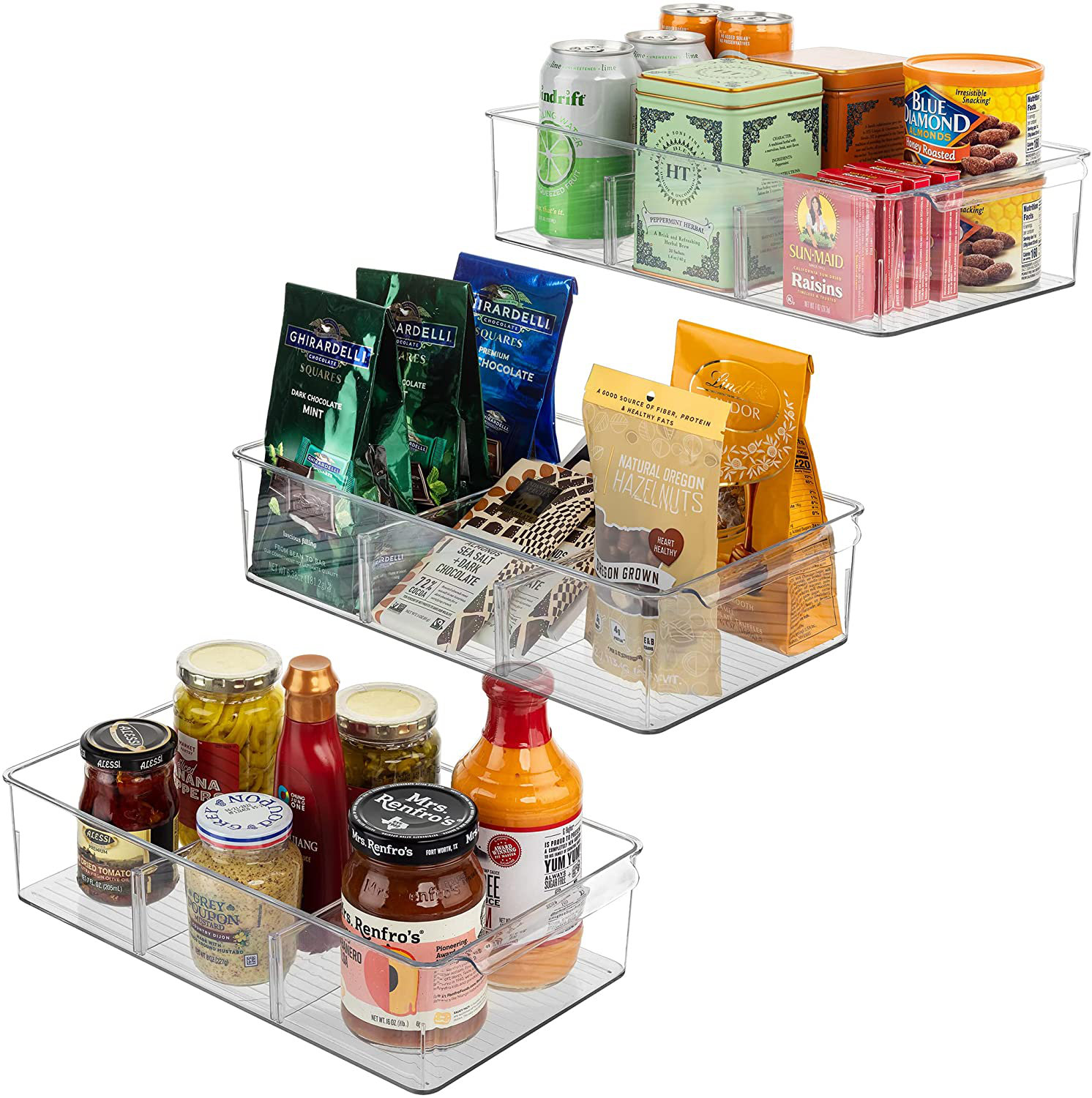 Sorbus Storage Bins With Dividers, Removable Compartments, Kitchen ...