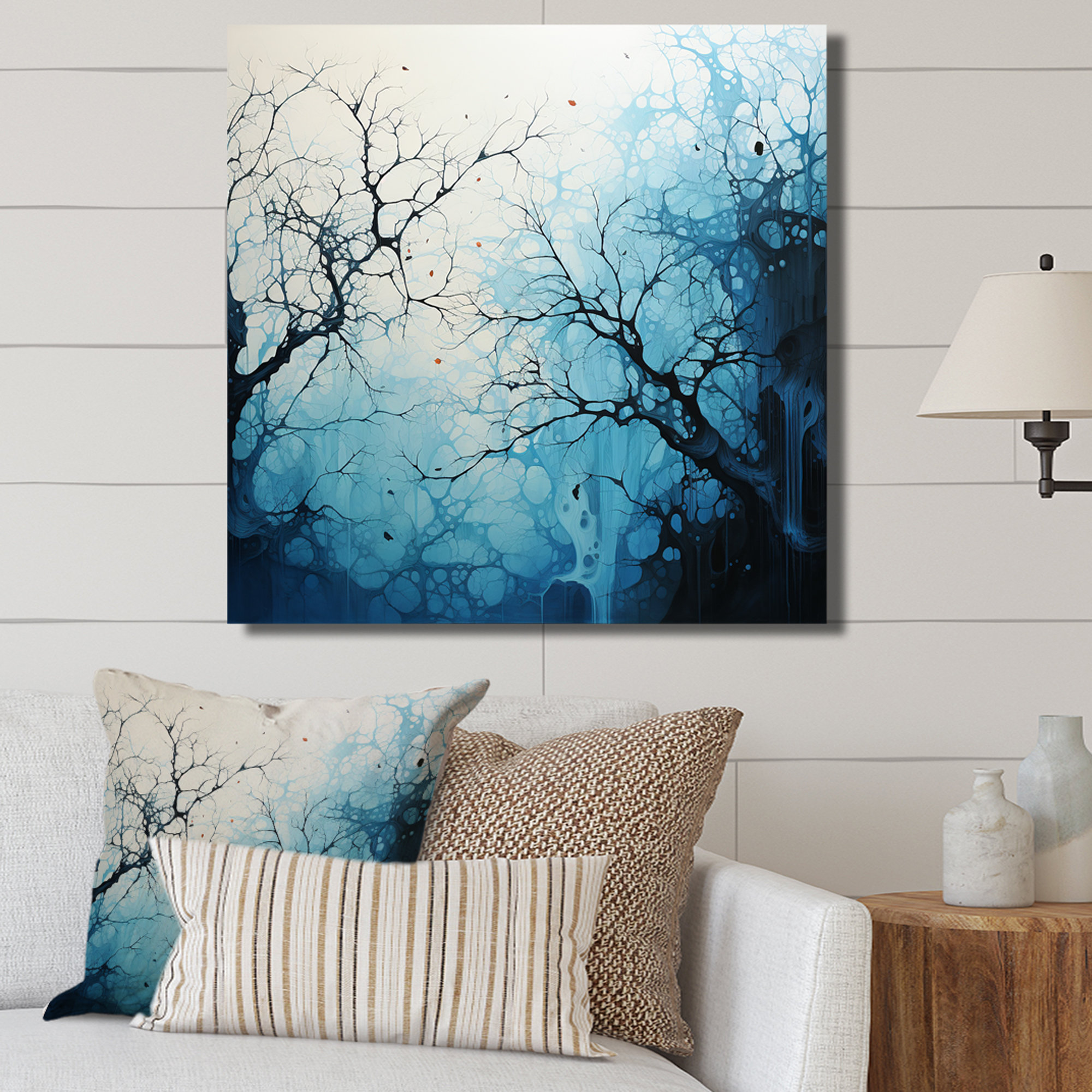 Design Art Minimalism Blue Tree Landscape V On Canvas Print | Wayfair