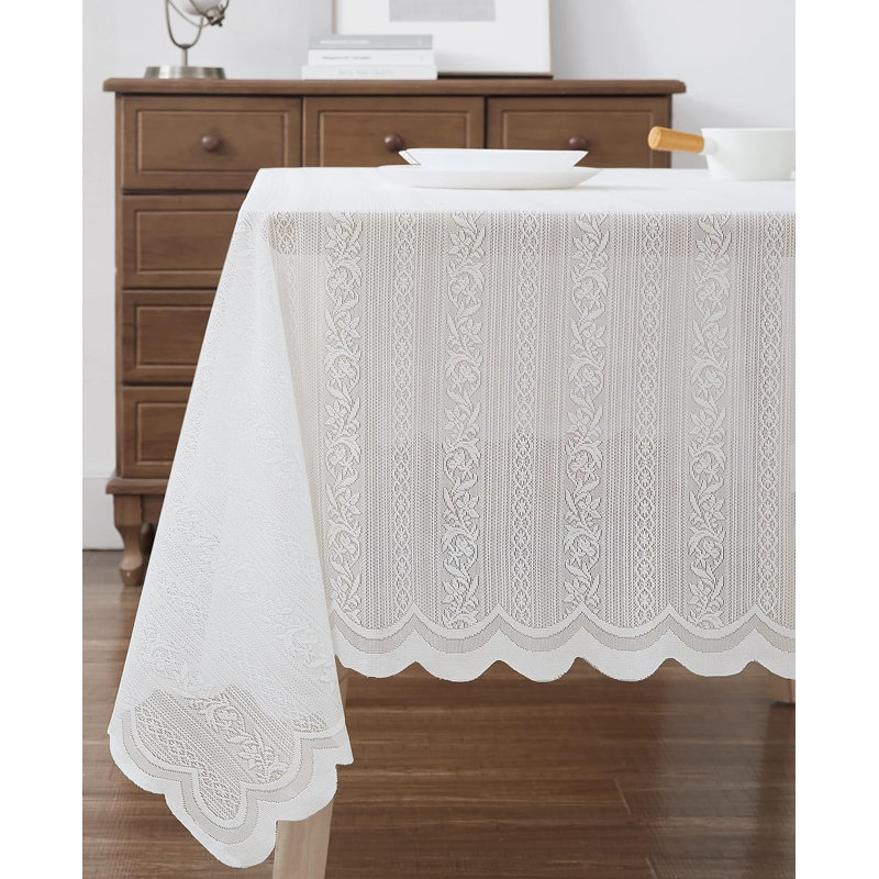 Darby Home Co Anglia Rectangular Lace Tablecloth With Elegant Scalloped ...