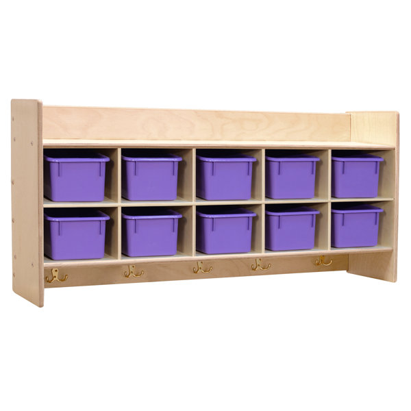 Wood Designs Contender (10) Cubbie Wall Hanging Storage with Hooks ...