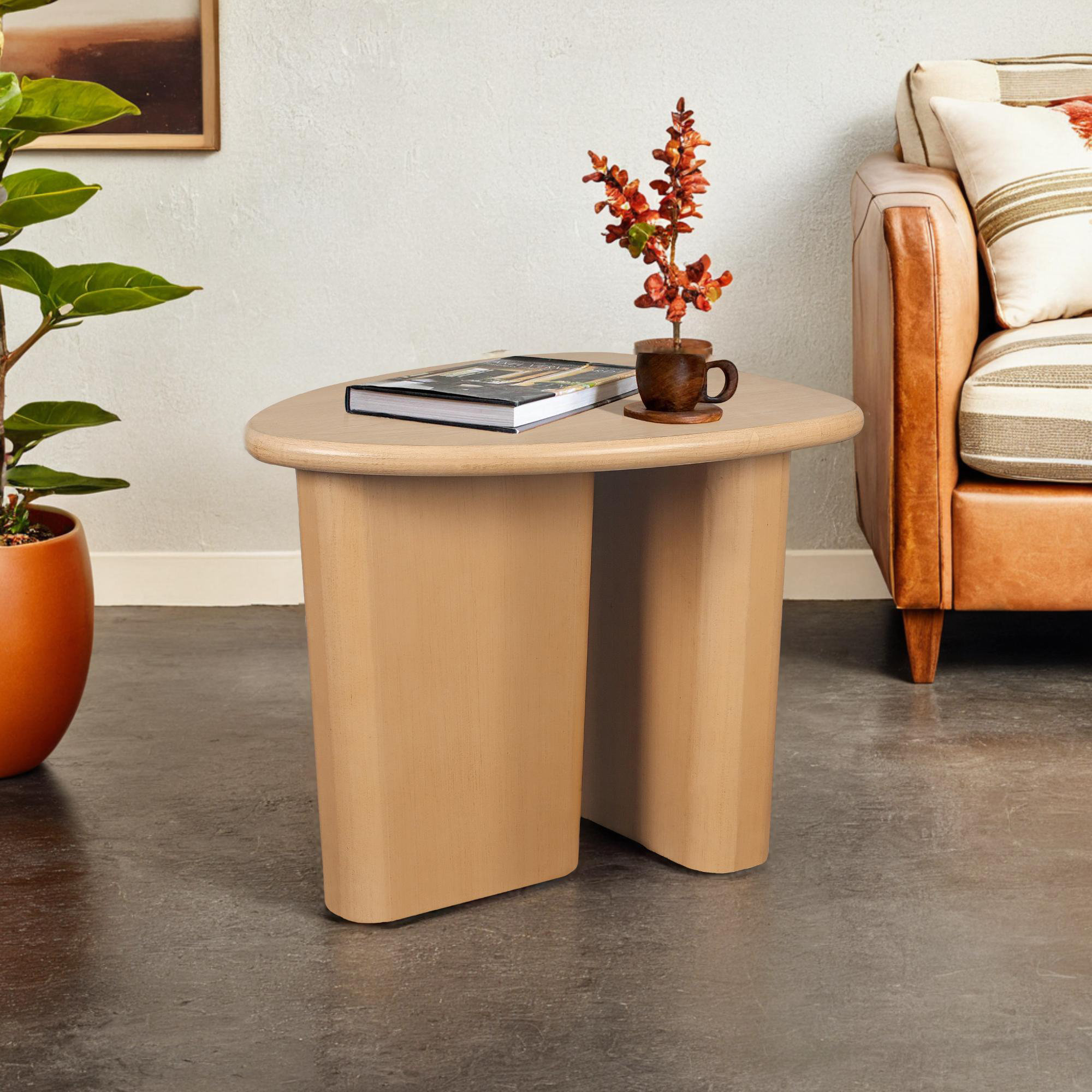 Wrought Studio™ Tapered Table Top Side Table With Two Vertical Chunky ...