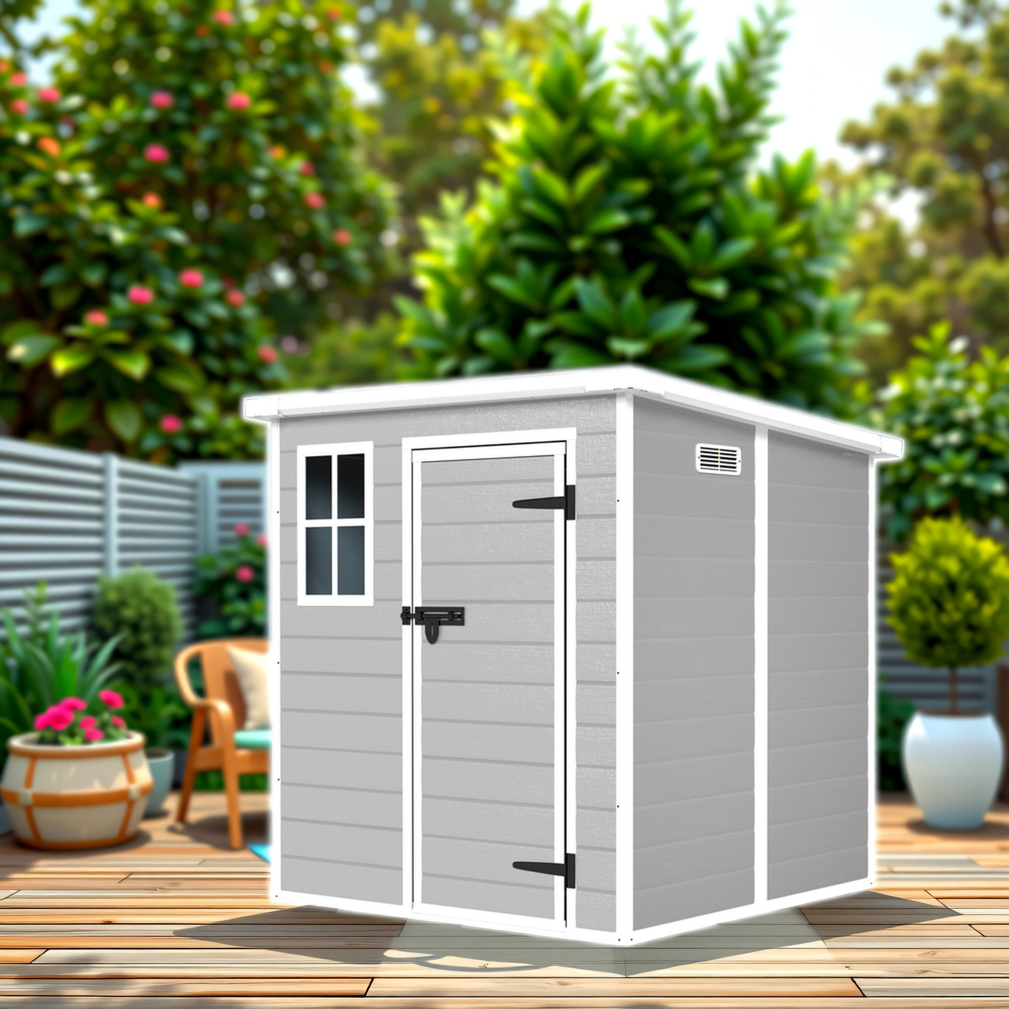 TONWIN 6X6 Foot Storage Shed, Waterproof Resin Outdoor Storage Shed ...
