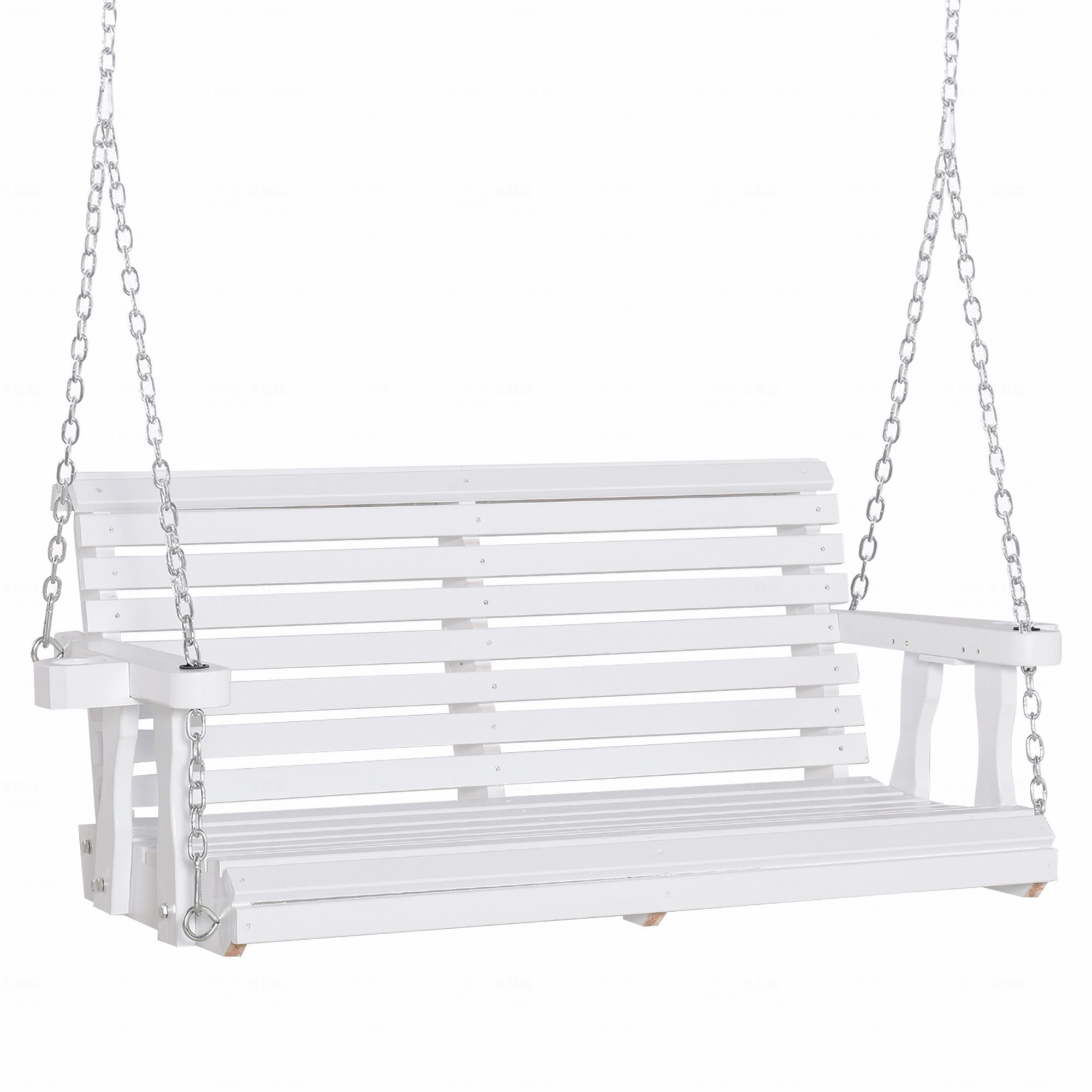 Dovecove Outdoor Wooden Patio Swing Chair, With Chains And Cupholders ...