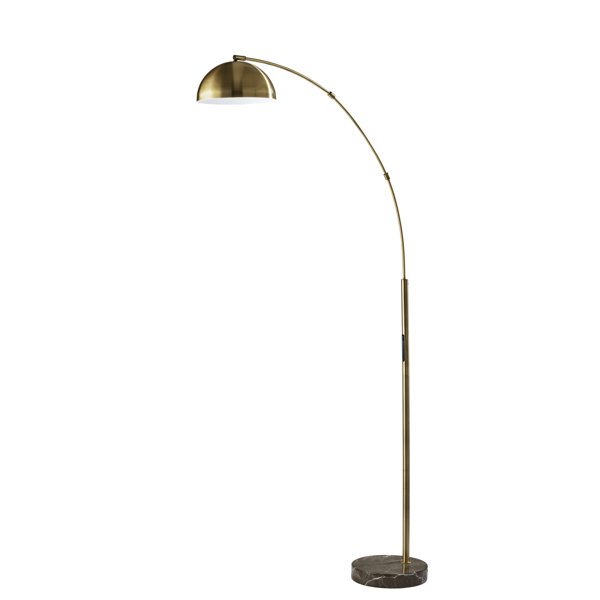 AllModern Badlingham 71.5'' Antique Brass/Black Marble LED Arched/Arc ...