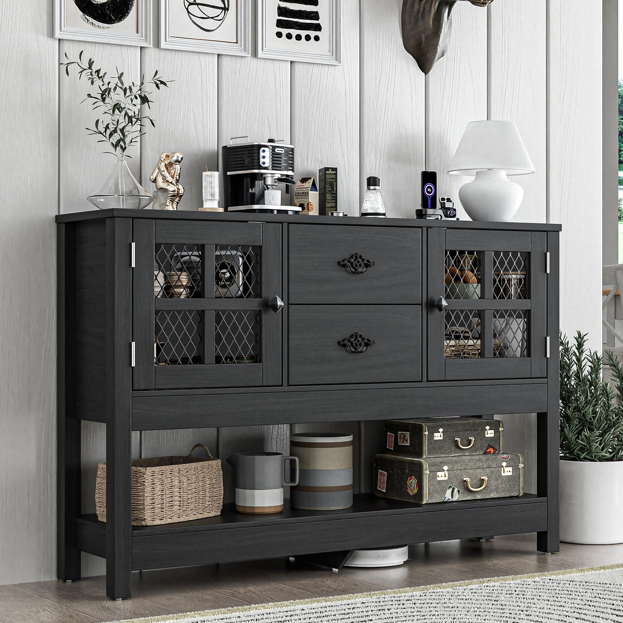 Winston Porter Entryway Table with 2 Drawers, 47" Farmhouse Console ...