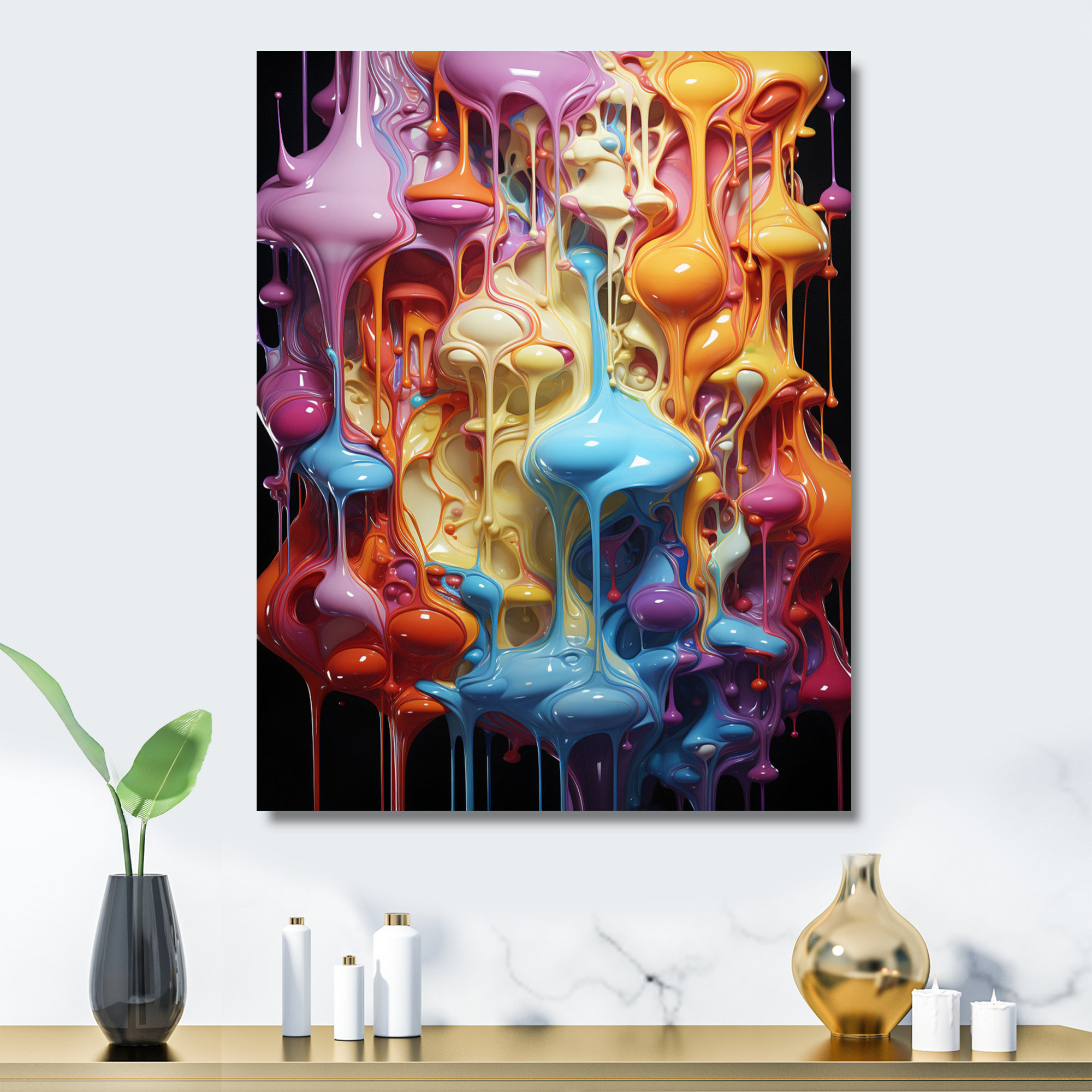 Bungalow Rose Blue Yellow Abstracted Realities - Abstract Shapes Metal ...