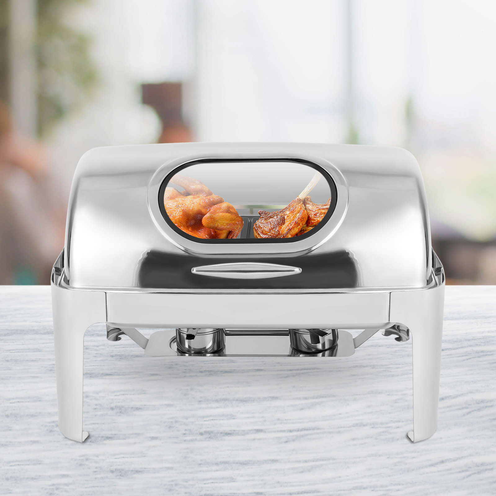 The Party Aisle™ 2 Pans Rectangular Buffet Server Warmer Chafing Dish ...