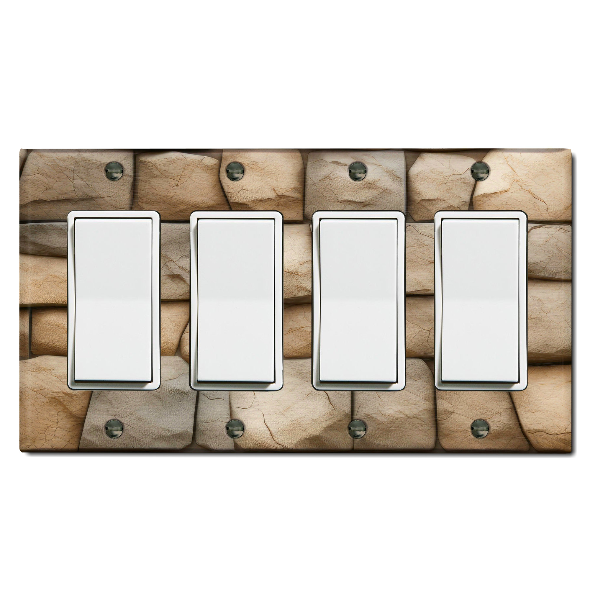 WorldAcc Natural Rustic Boulder Rock Print Nature Themed 4 - Gang ...