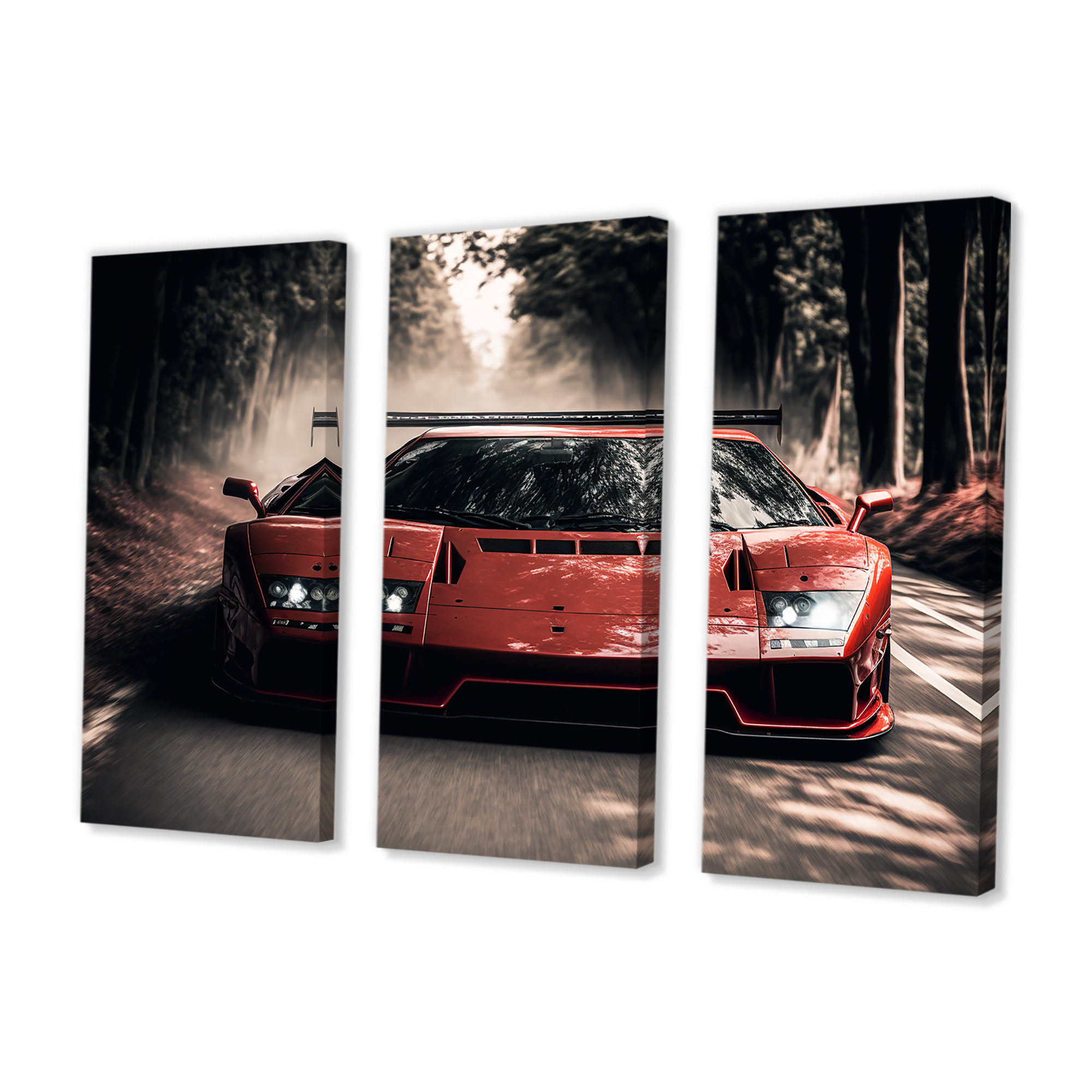 Latitude Run® Red Italian Lambo Sports Car Racing in Urban Setting I ...