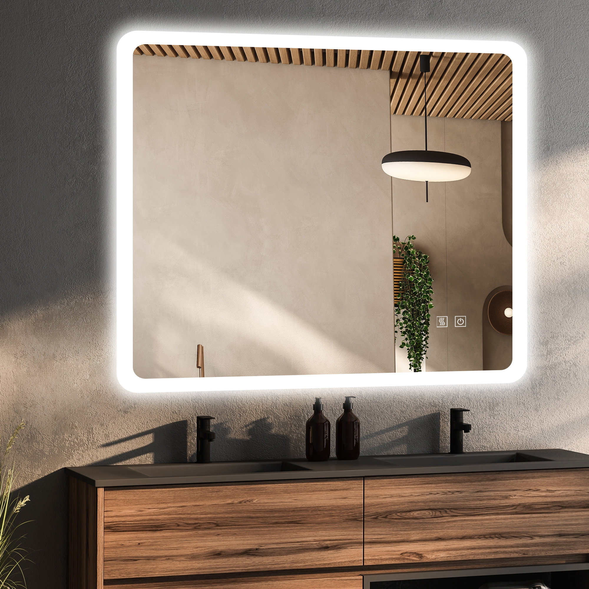Wrought Studio Wall Mounted Dimmable LED Mirror Outer Glow Anti-Fog ...