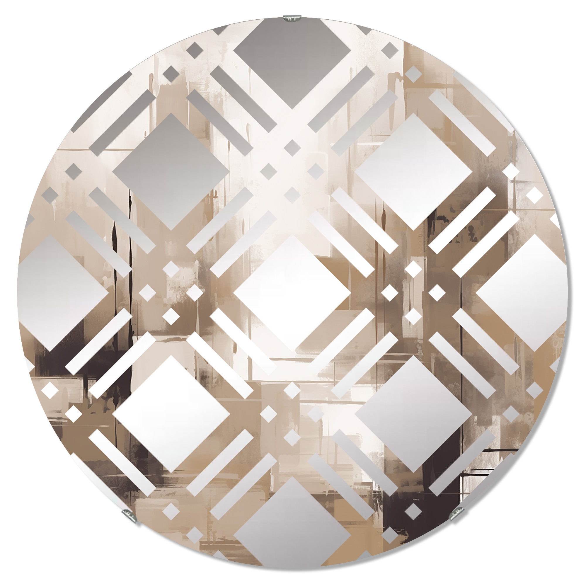 East Urban Home Cubism Beige Synergy - Plaid Decorative Mirror ...