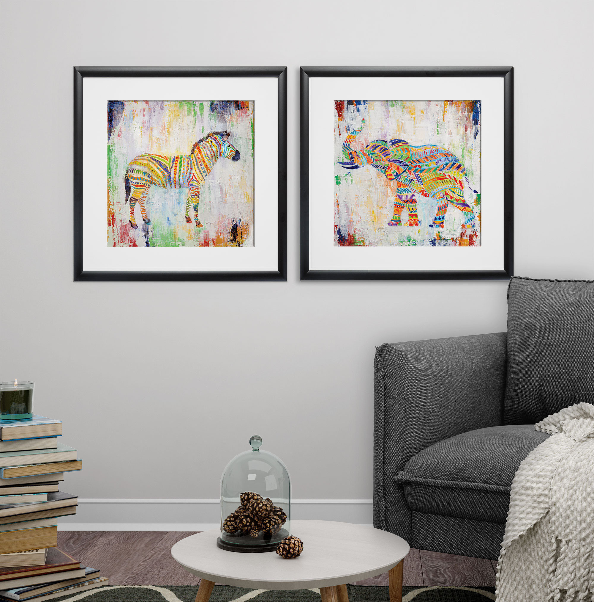 Bungalow Rose 'Magical Zebra' 2 Piece Framed Print Set | Wayfair