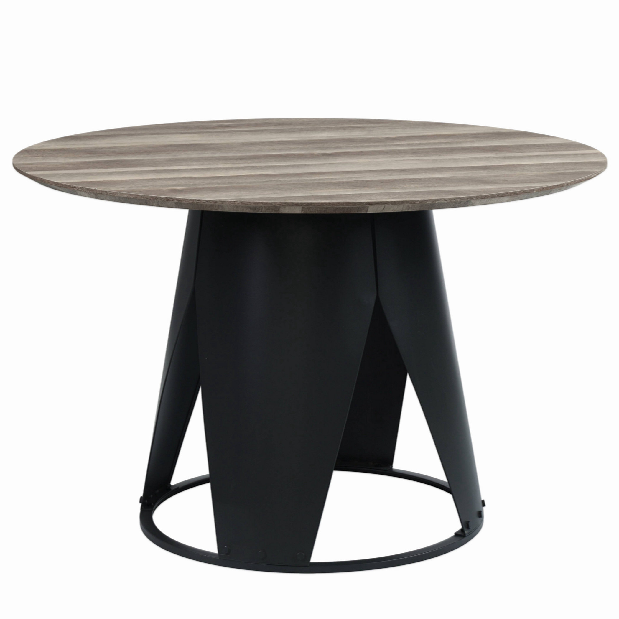 Ivy Bronx Zudora Round Dining Table, Antique Oak & Black Finish DN01948 ...