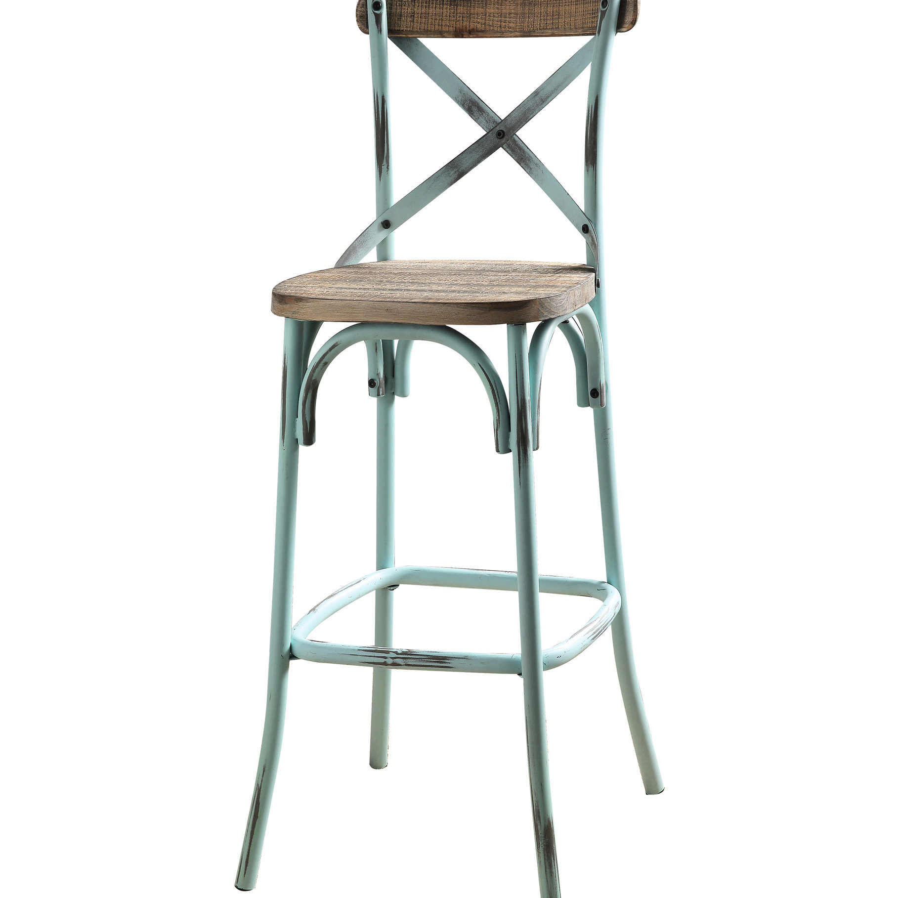Rosalind Wheeler Antique Oak Bar Stool With Cross Back - Vintage Charm ...