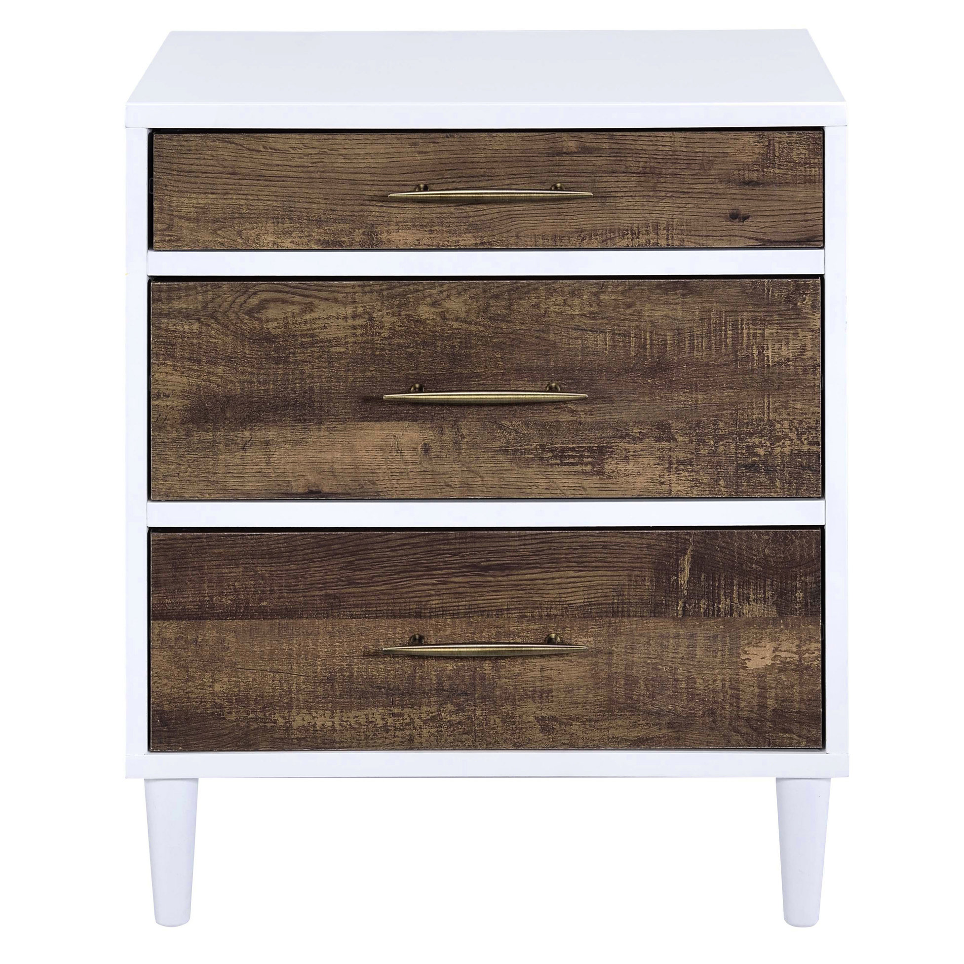 Latitude Run® Contemporary 3 Table In White And Weathered Oak - Bedroom Living Room Essential ...