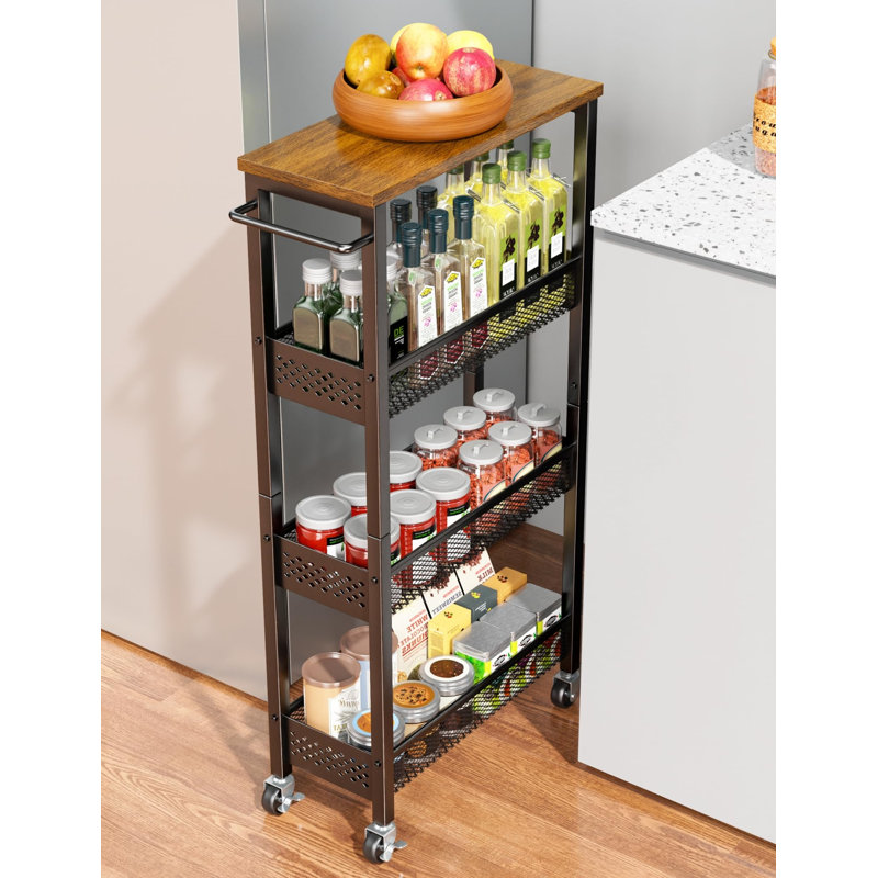 IFBECT Utility Slim Storage Cart 4 tier Rolling Cart | Wayfair