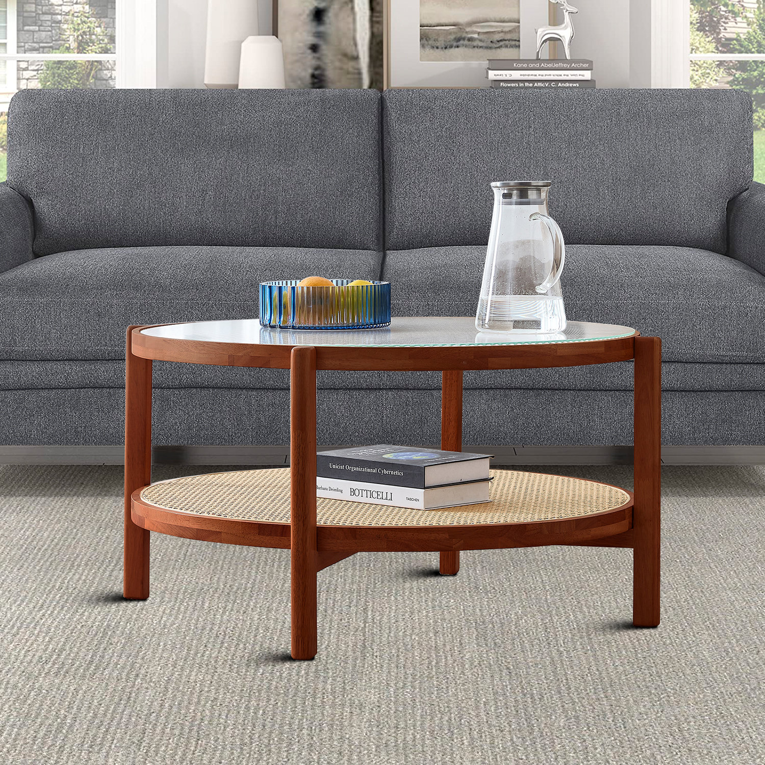 Mercer41 Rustic style double layer coffee table, for living room ...