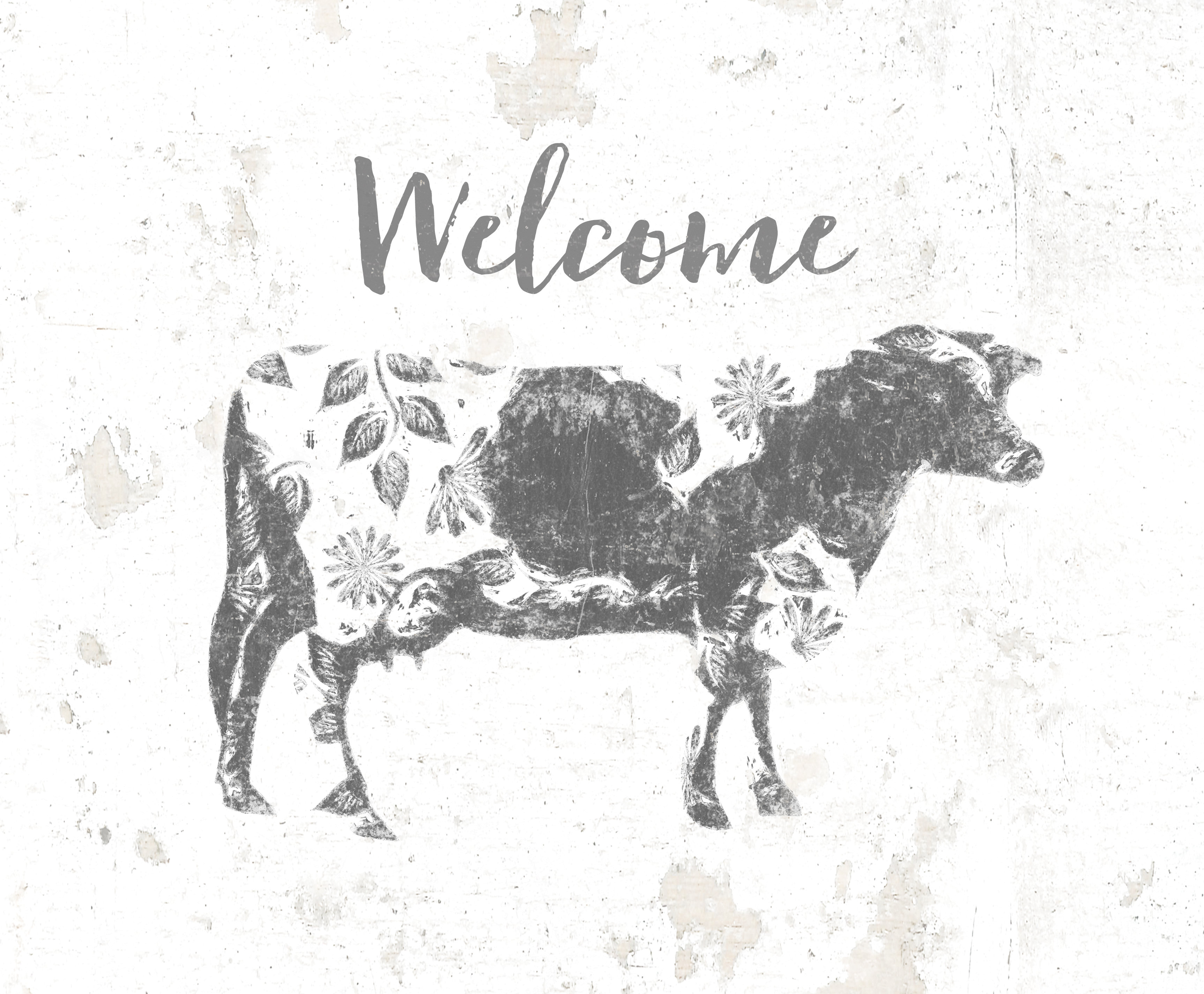 Laurel Foundry Modern Farmhouse Gray Transitional Welcome Cow - Wrapped ...