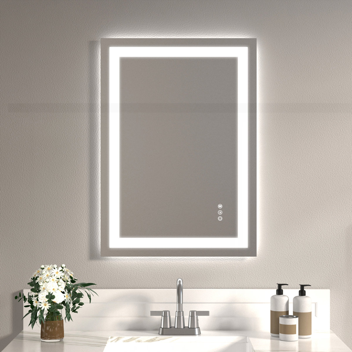 Ivy Bronx Frameless Tempered MirrorDual LED Light StripsFront and Back ...