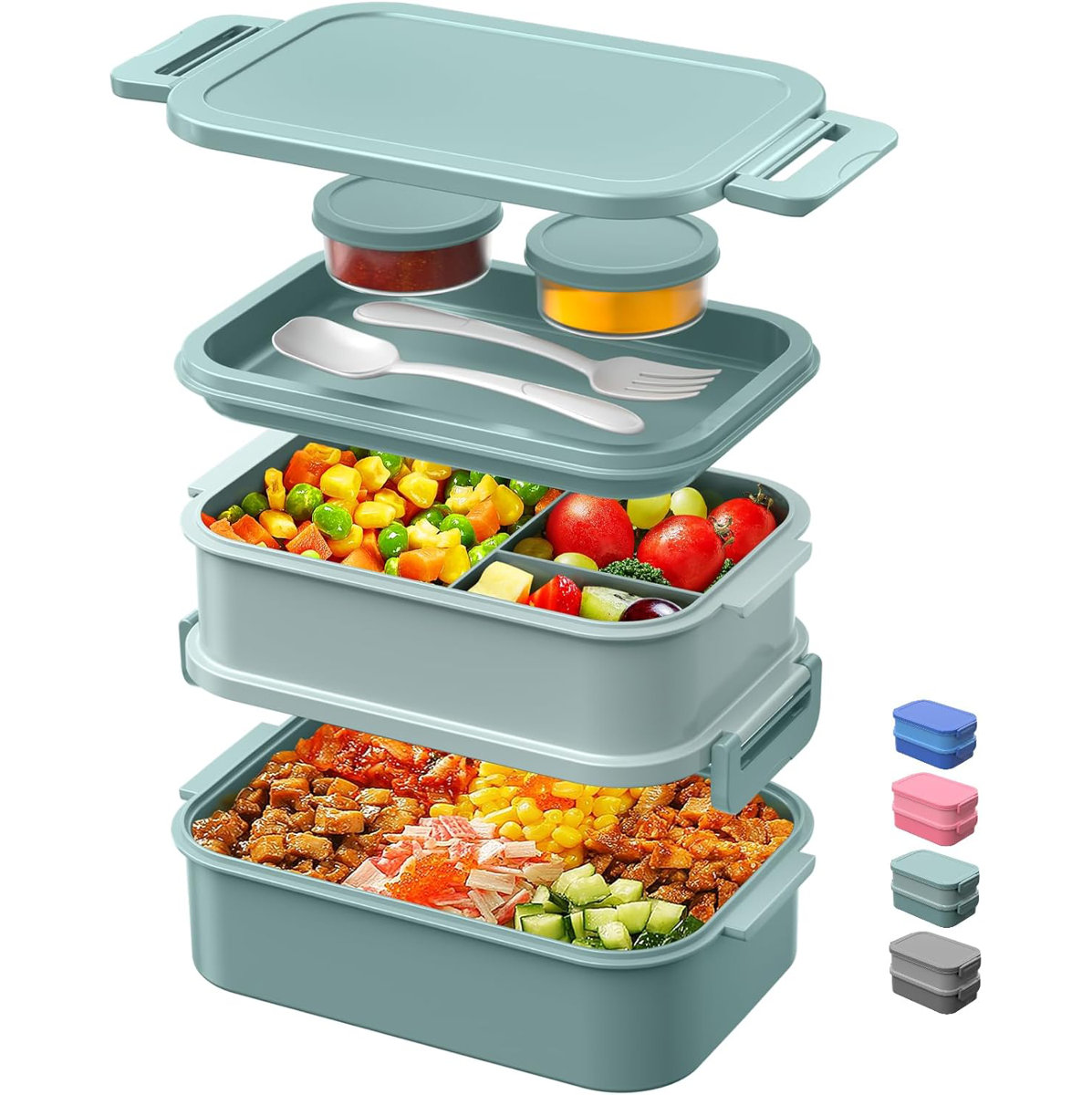 Mint Pantry® Lunch Box Adults Bento Box 74 OZ All-In-One Stackable ...
