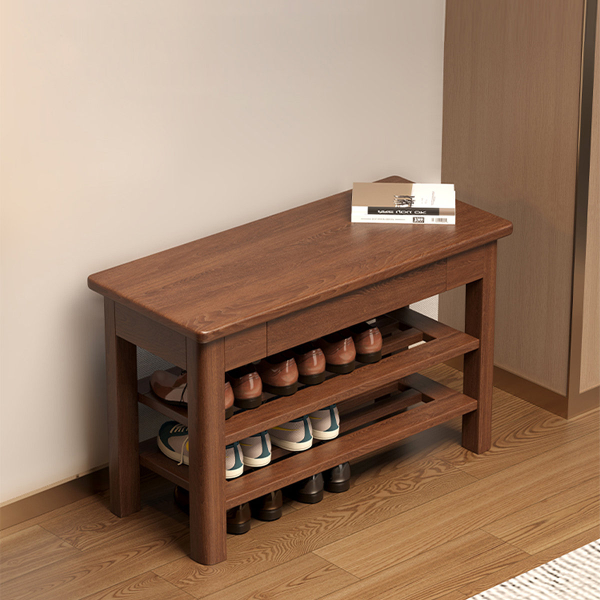 Wildon Home® Ash With Concealed Storage Drawers Shoe Bench - Wayfair Canada