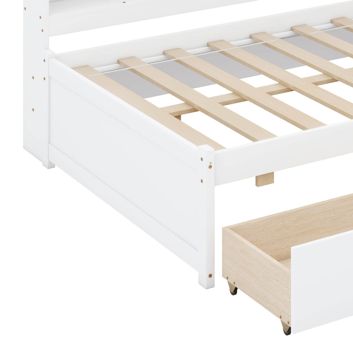 Red Barrel Studio® Platform Bed With L-Shaped Bookcase And 2 Storage ...