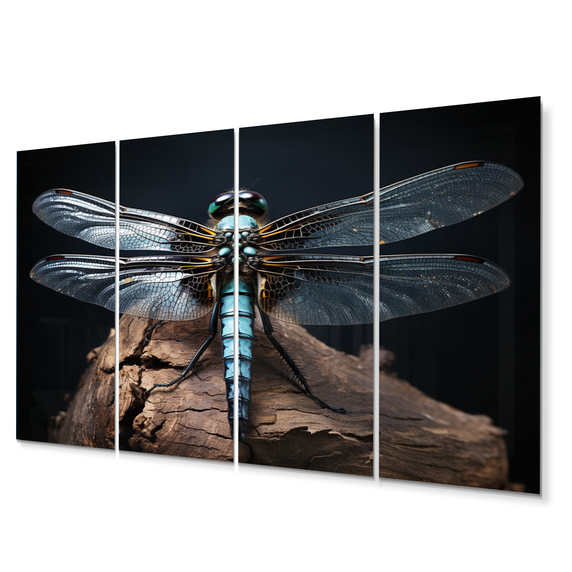 Design Art Teal Dragonfly Portrait I - Animals Metal Wall Decor Set ...