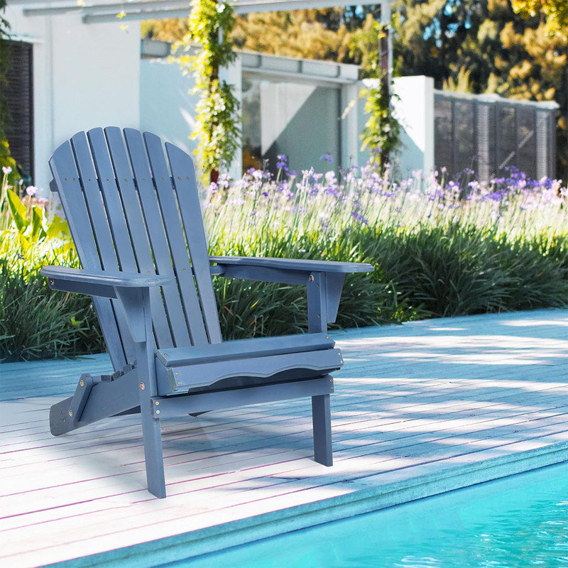 Canora Grey Outdoor Premium Hemlock Wood Folding Adirondack Chair ...