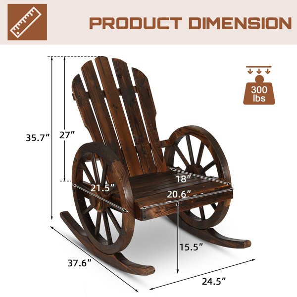 Millwood Pines Outdoor Wagon Rocking Chair Set Of 2, Adirondack Rocker ...