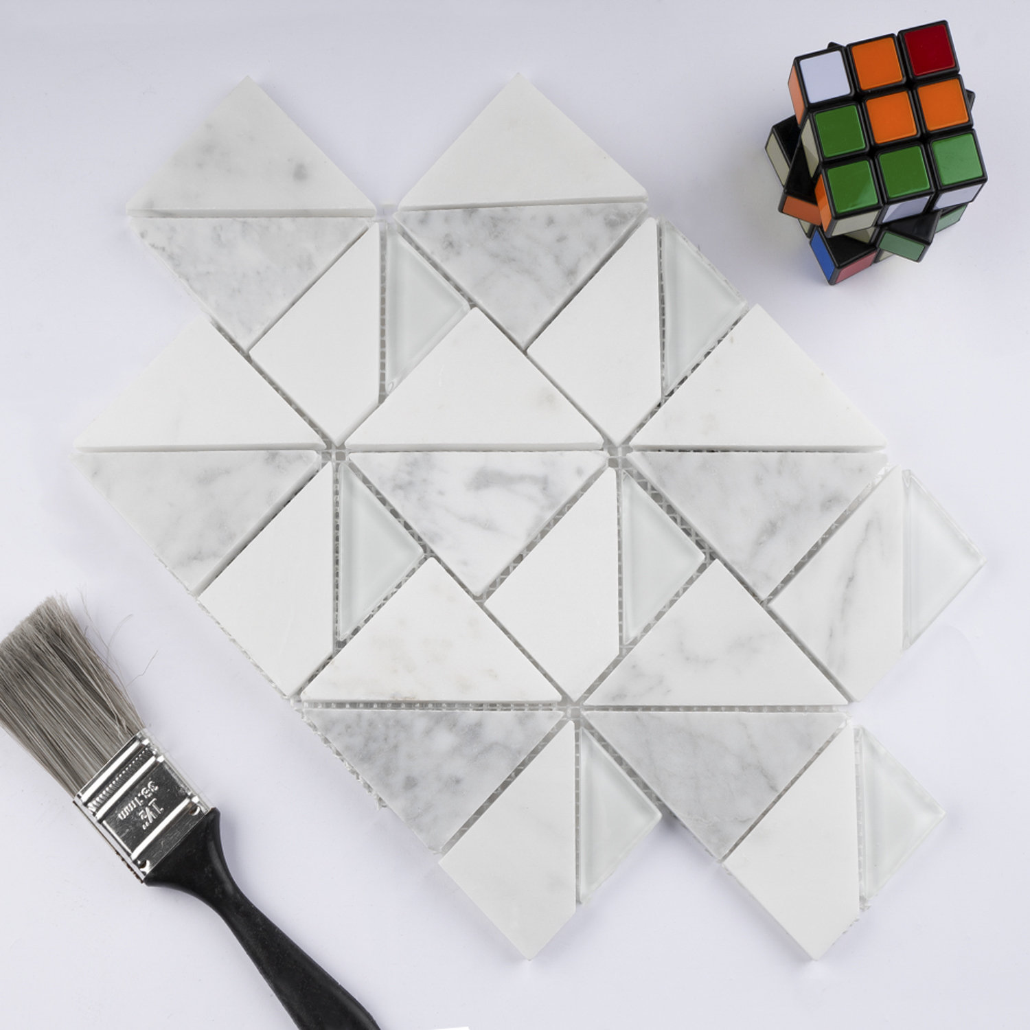 Supreme Tile Recycle 4" x 4" Glass Arabesque Fabric look Mosaic Wall ...