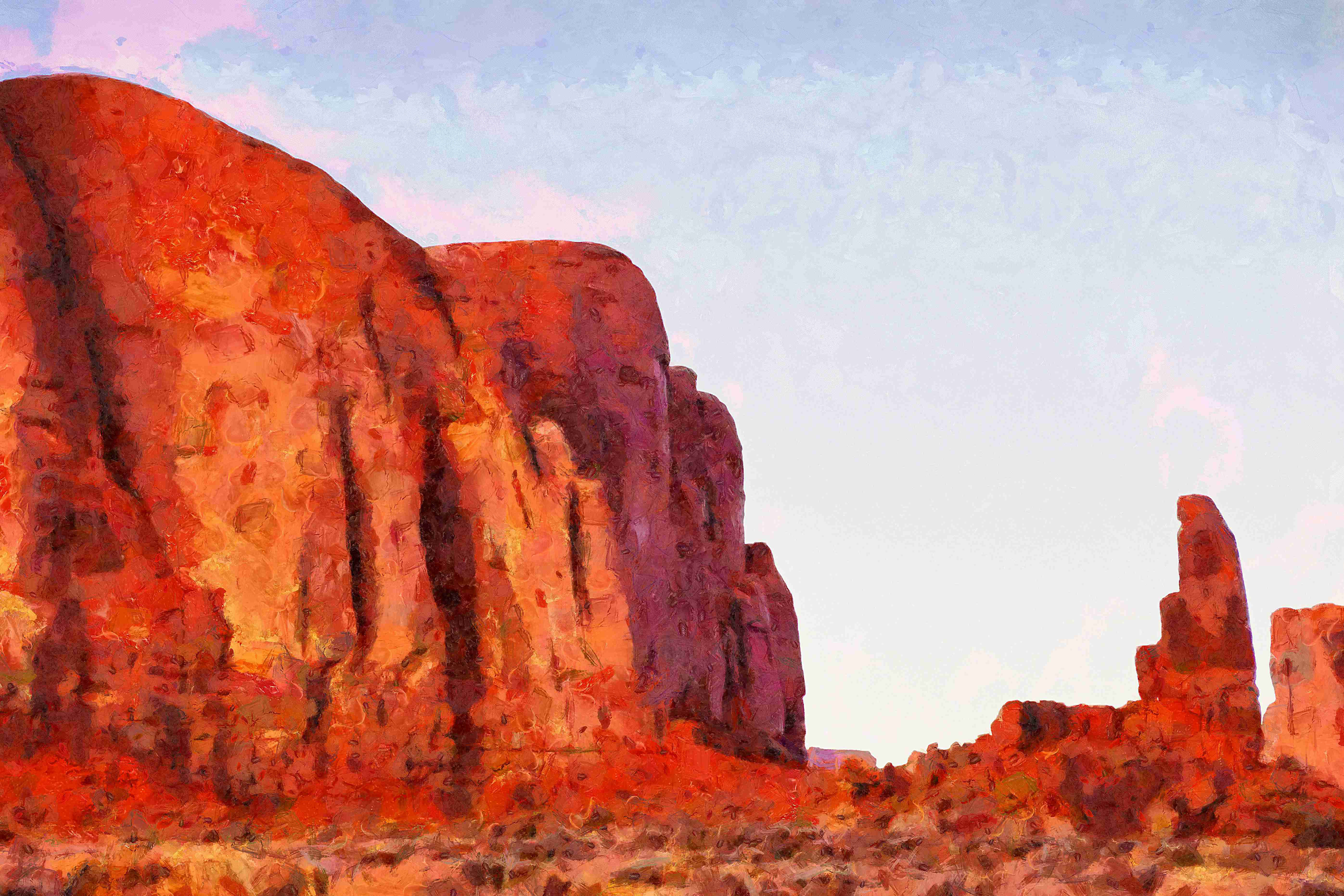 Millwood Pines Painted Red Rocks Cliff - Wrapped Canvas Print | Wayfair