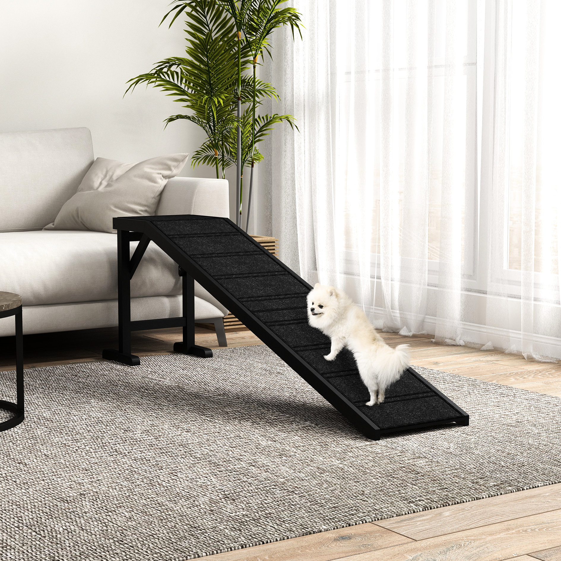Hokku Designs Pet Mobility Ramp, 74"x16"x25", Black, Non-slip Surface ...