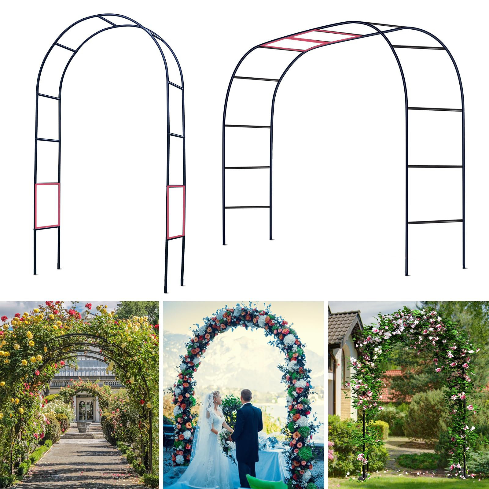 IFBECT Thickened Tube Arch Trellis Garden Trellis for Climbing Plants ...