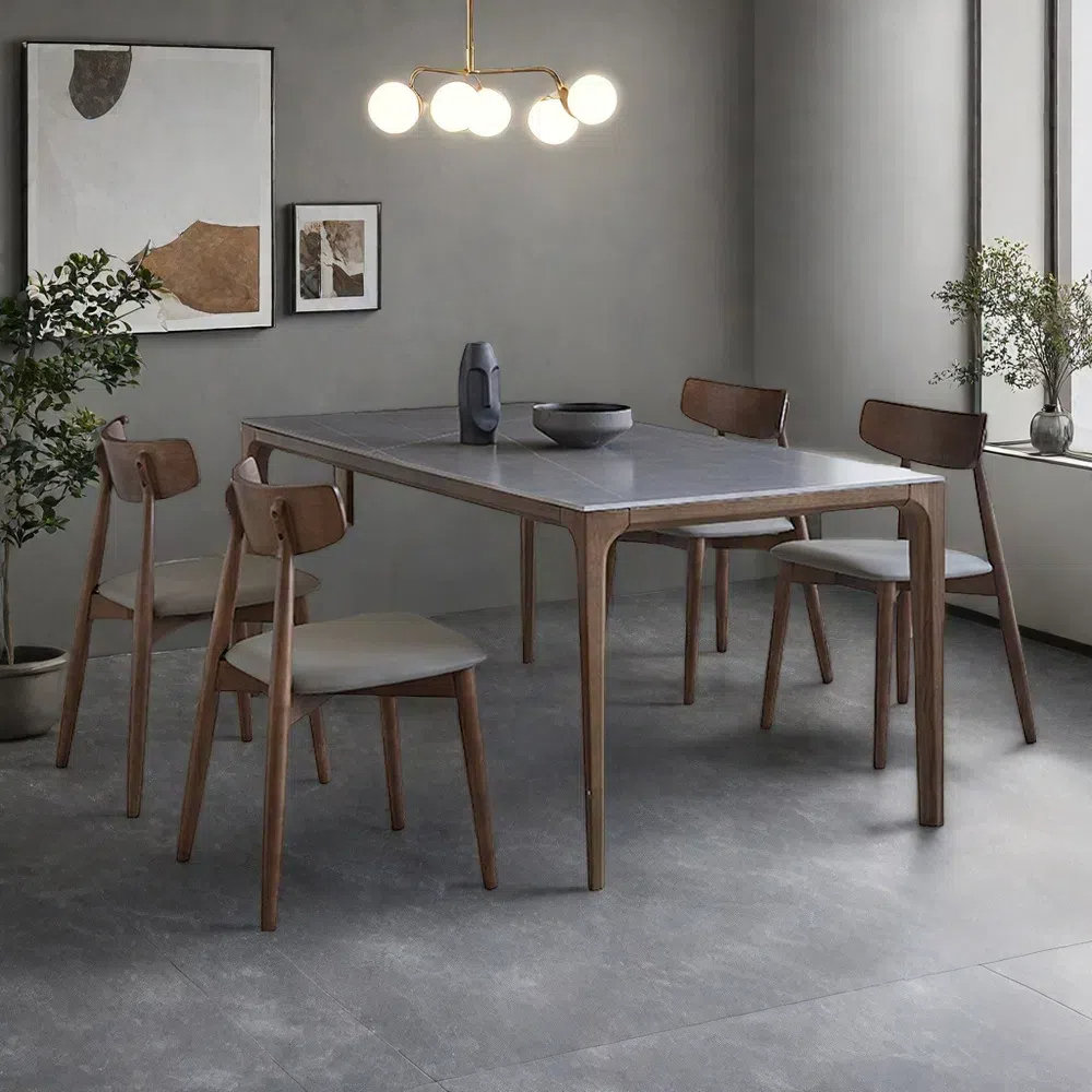 Lee's luxury furniture Rectangular rock plate dining table and chair ...